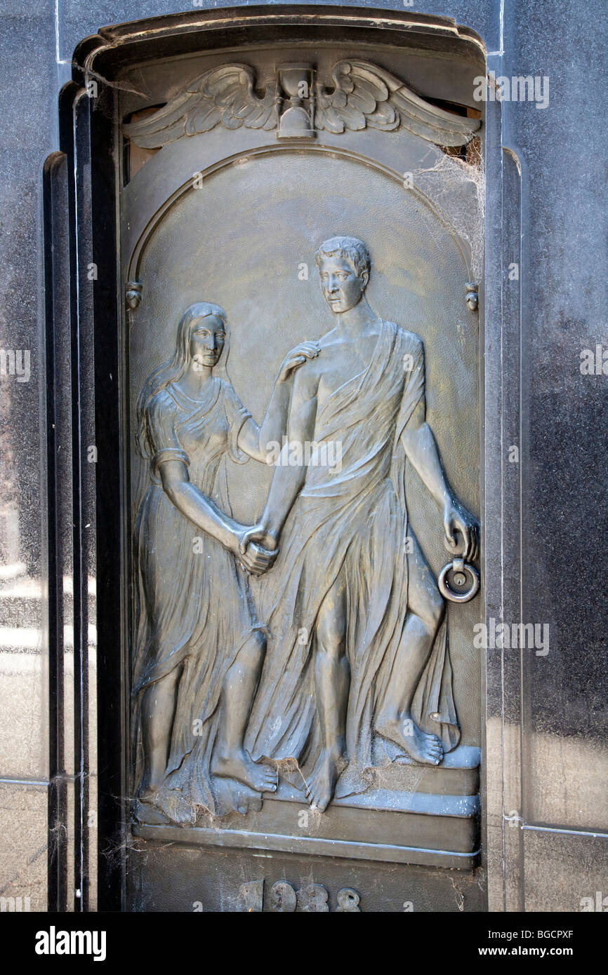 Elaborate pressed metal door to a crypt, Recoleta Cemetery, Buenos ...