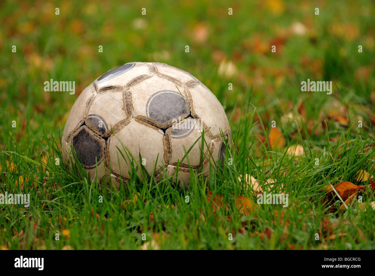 Old leather football Stock Photo - Alamy