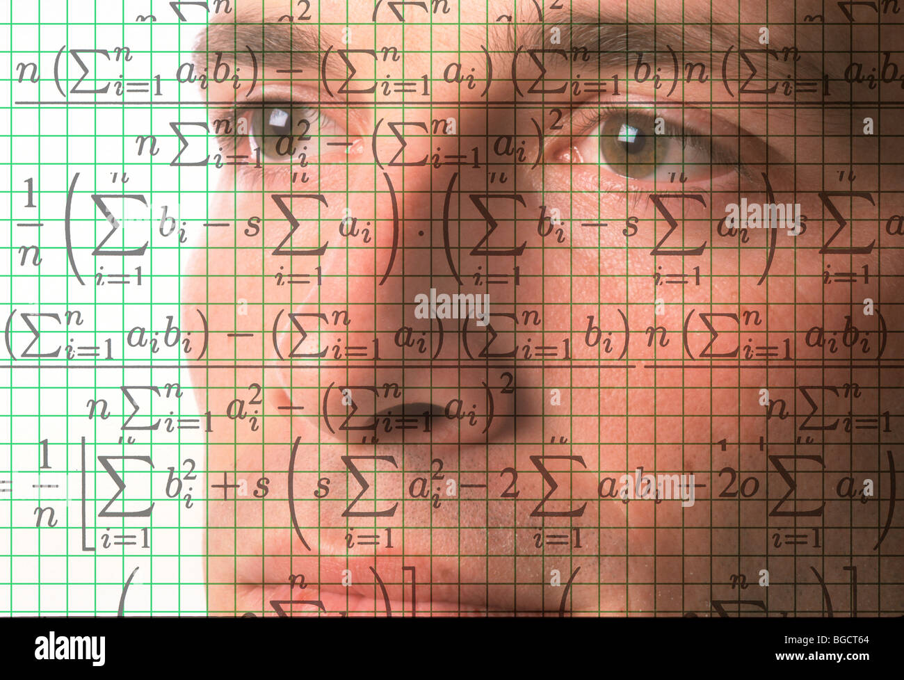conceptual closeup of male face and math symbols Stock Photo - Alamy