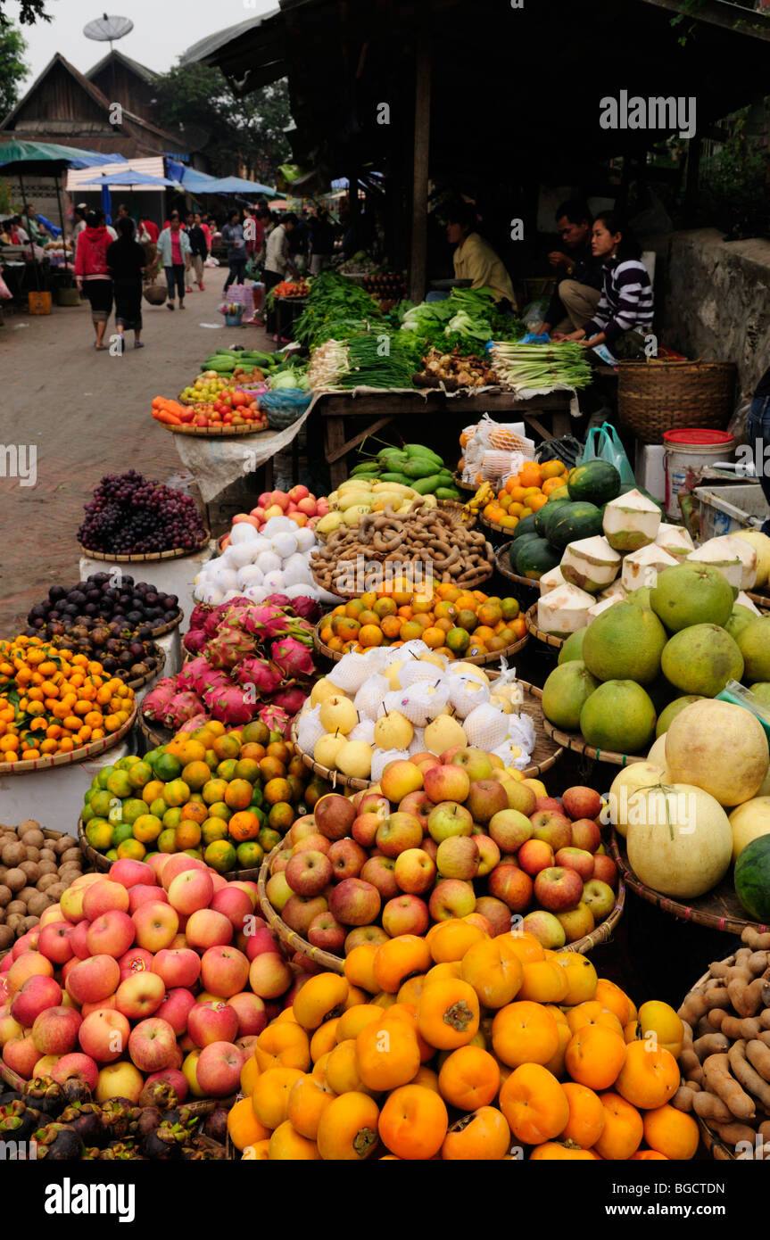 Laos; Luang Prabang; Fruit Stall at the Fresh Produce Market Stock ...