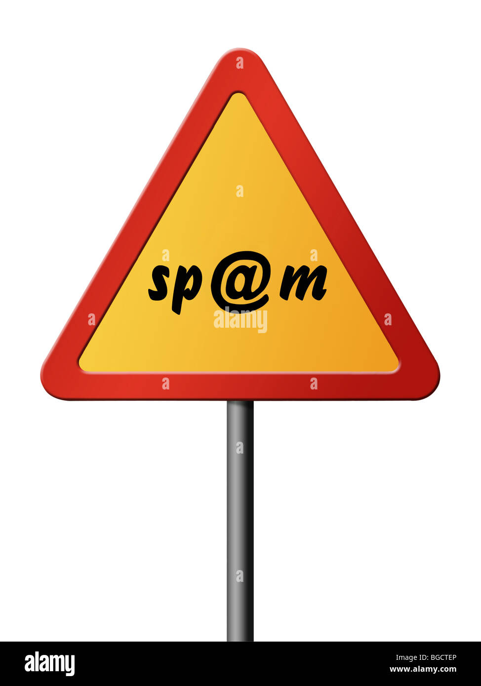 Spam yellow warning sign over white background Stock Photo - Alamy