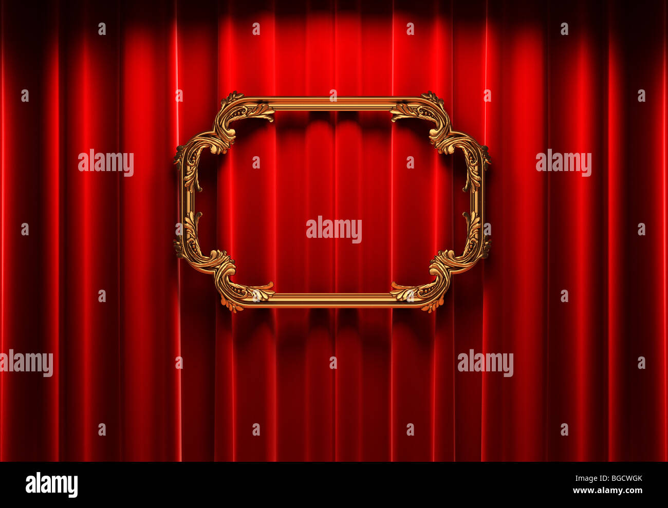 red curtains, gold frame Stock Photo - Alamy