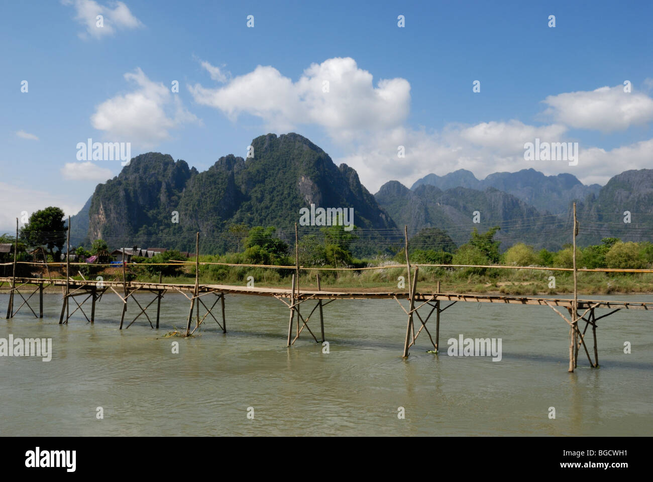 Laos; Vang Vieng; Bridge over the Nam Song River Stock Photo - Alamy
