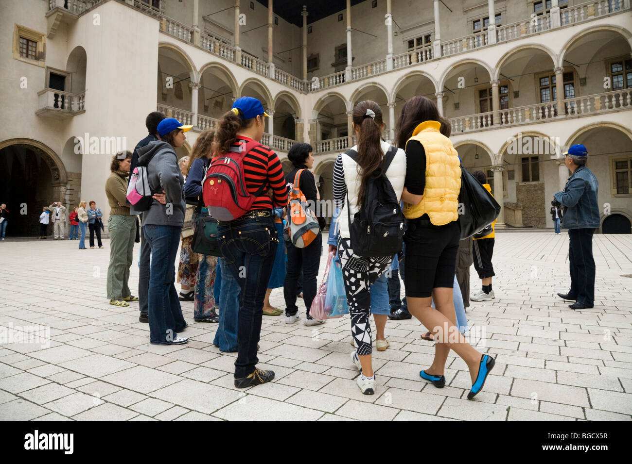 Tourist party / group inside the 16th Century Renaissance style ...