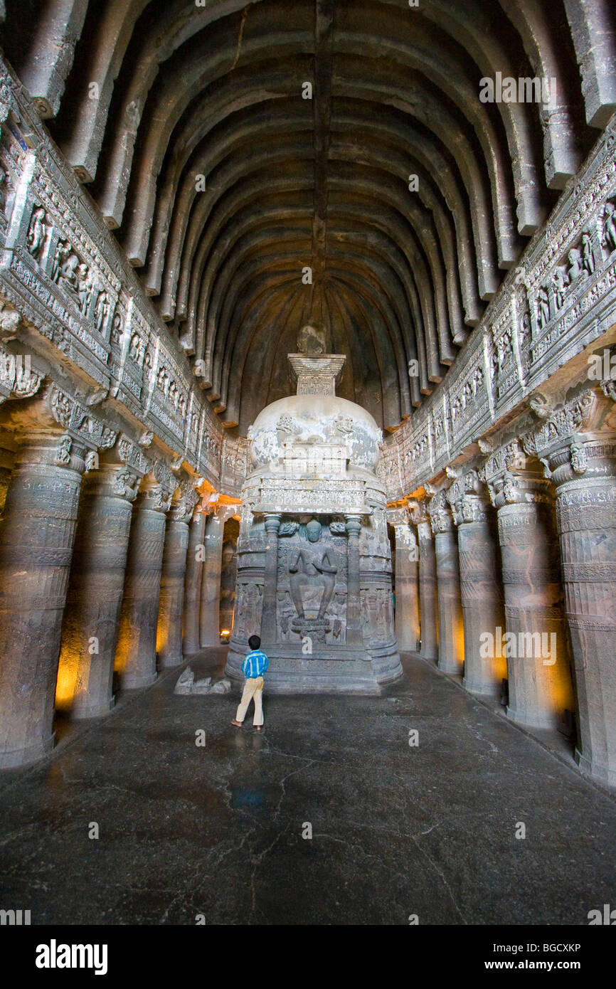Buddhist Cave Number 26 in Ajanta in India Stock Photo - Alamy