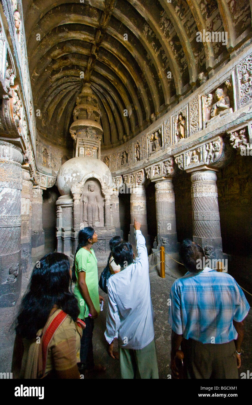 Buddhist Cave 19 in Ajanta in India Stock Photo - Alamy