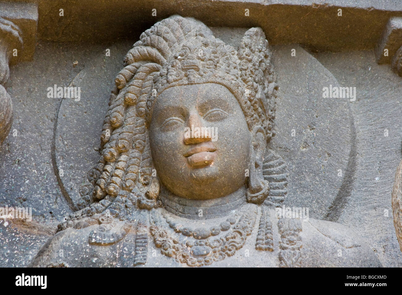 Rock Carving Statues outside Buddhist Cave 19 in Ajanta in India Stock ...