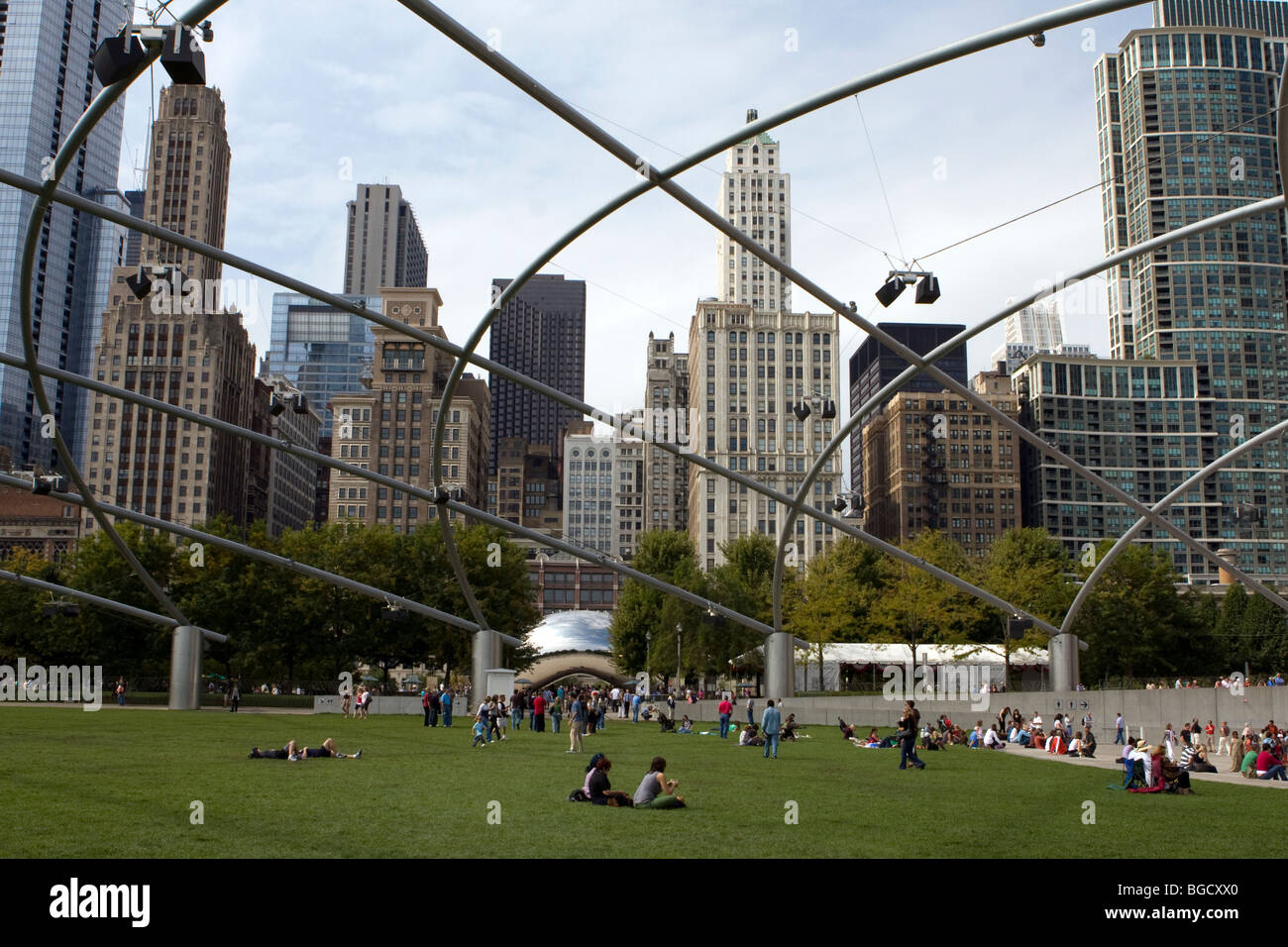 Millennium Park Amphitheater with "The Bean" in the distance, Chicago ...