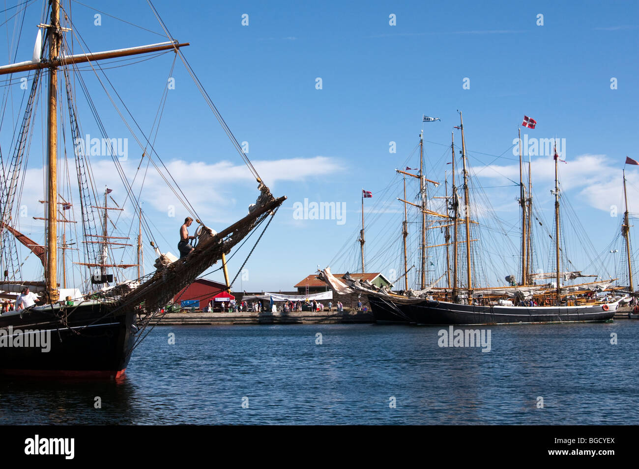 Old sailing ships at Faaborg harbor, Denmark Stock Photo - Alamy