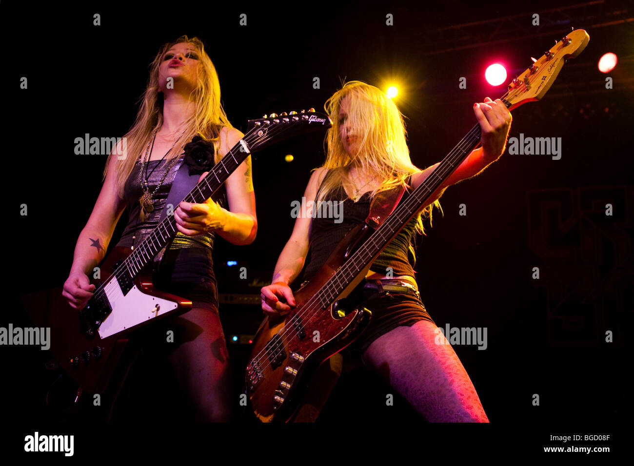 Klara Force, guitarist of the Swedish all-female heavy metal band ...
