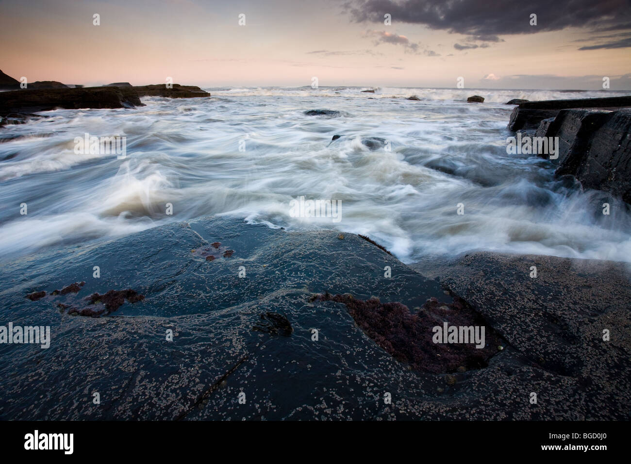 Early Morning at Saltwick Bay, Whitby, North Yorkshire England Stock ...