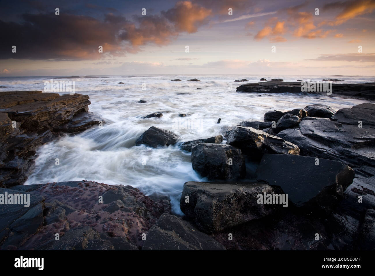 Early Morning at Saltwick Bay, Whitby, North Yorkshire England Stock ...