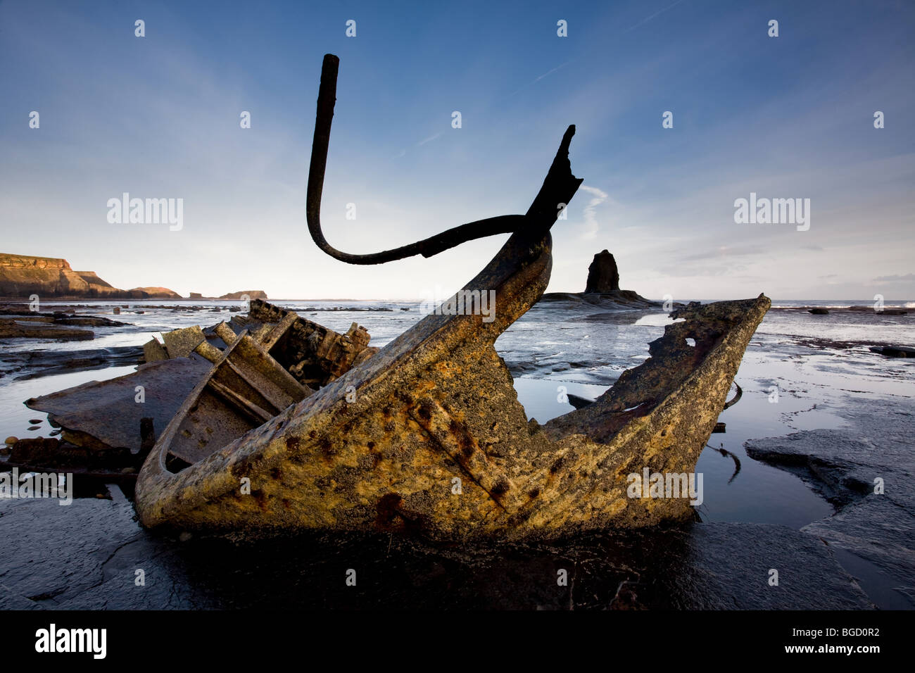 The HMS Rohilla Ship Wreck & Black Nab at Saltwick Bay South of Whitby ...