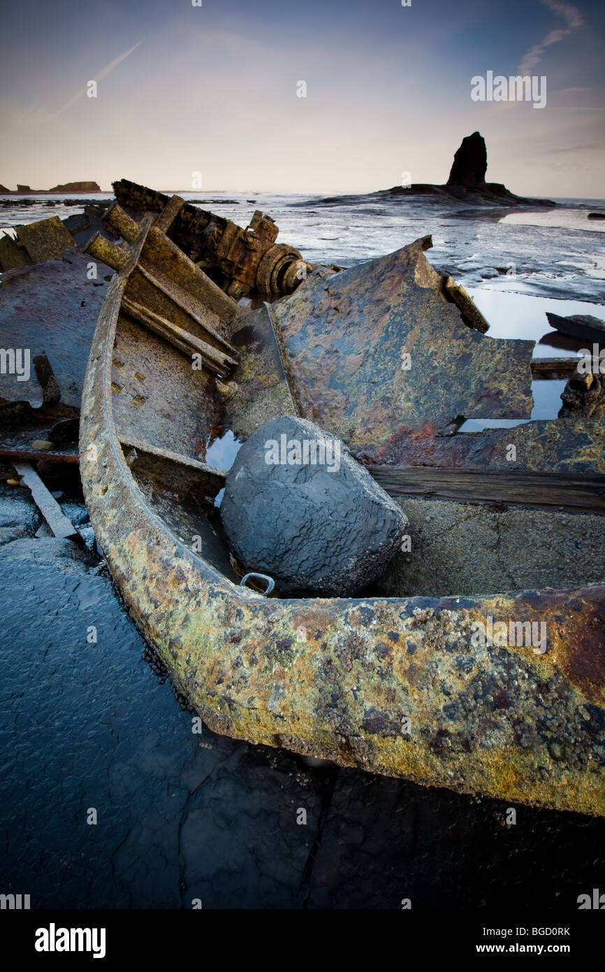 The HMS Rohilla Ship Wreck & Black Nab at Saltwick Bay South of Whitby ...
