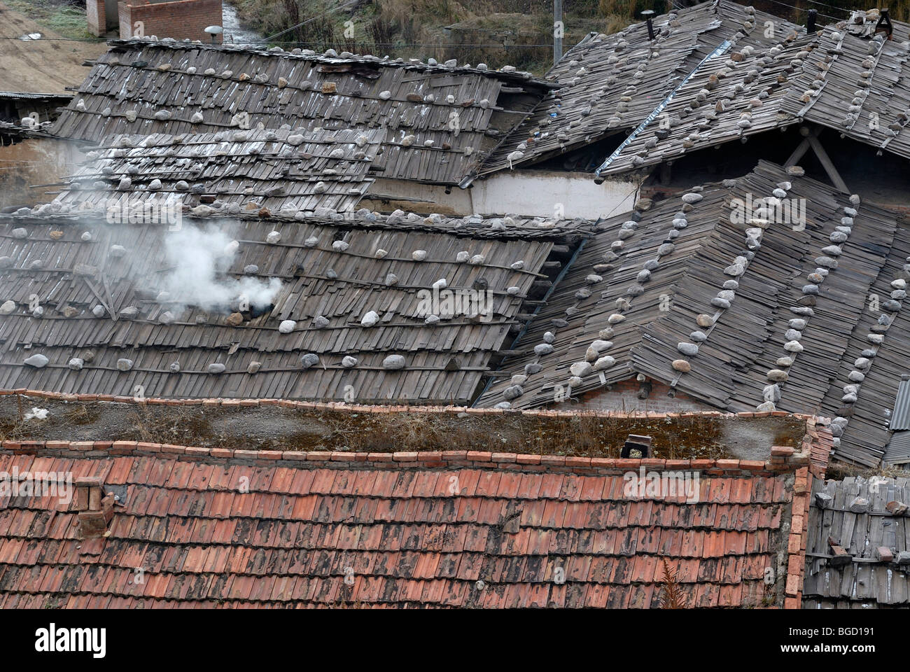 Simple roofs of the monks' houses of the Tibetan Dachang Lhamo Kirti ...