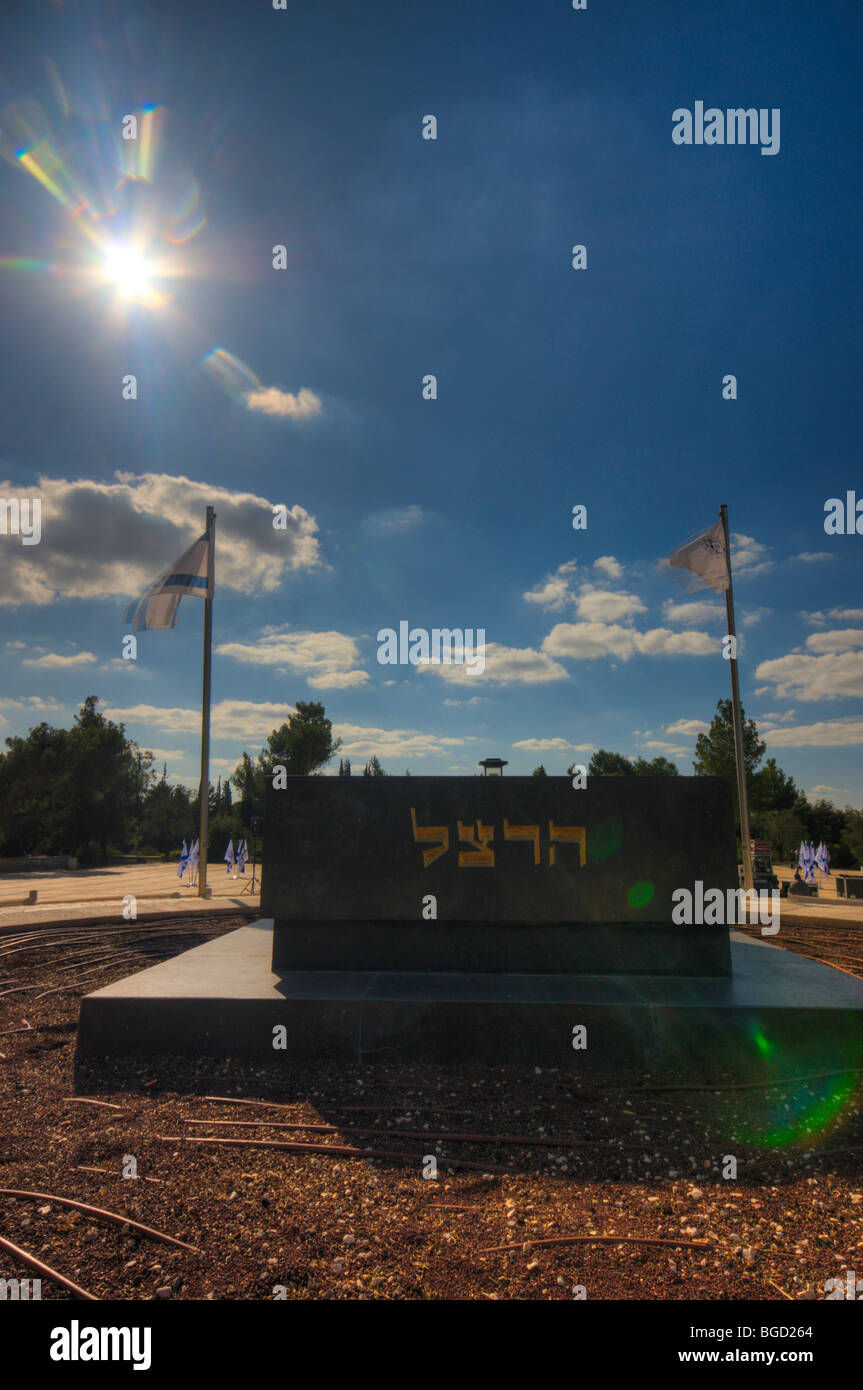 Jerusalem, Israel. Sun shines on the tomb of Benjamin Herzel, the ...