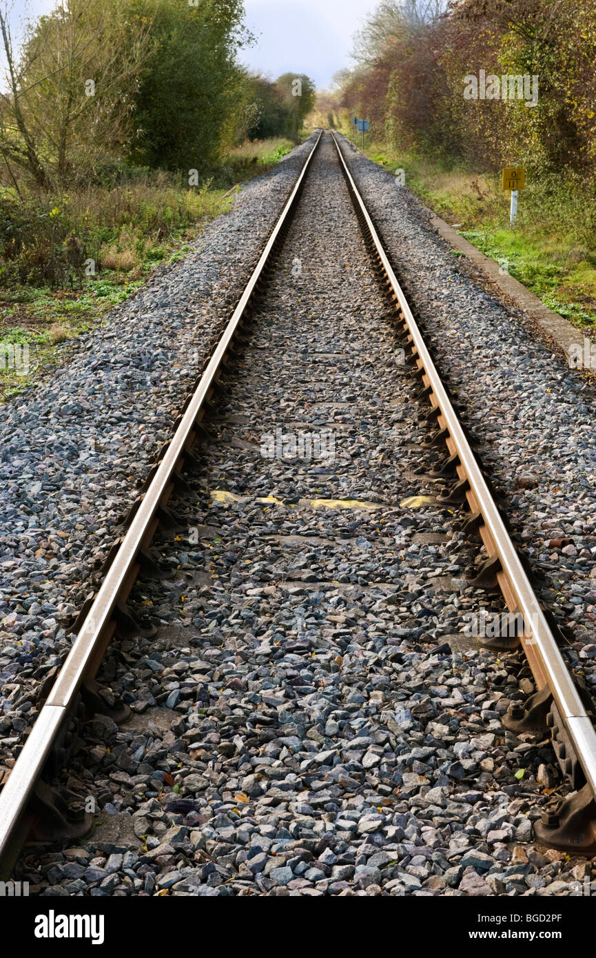single railway track near Bourne End Buckinghamshire UK Stock Photo - Alamy