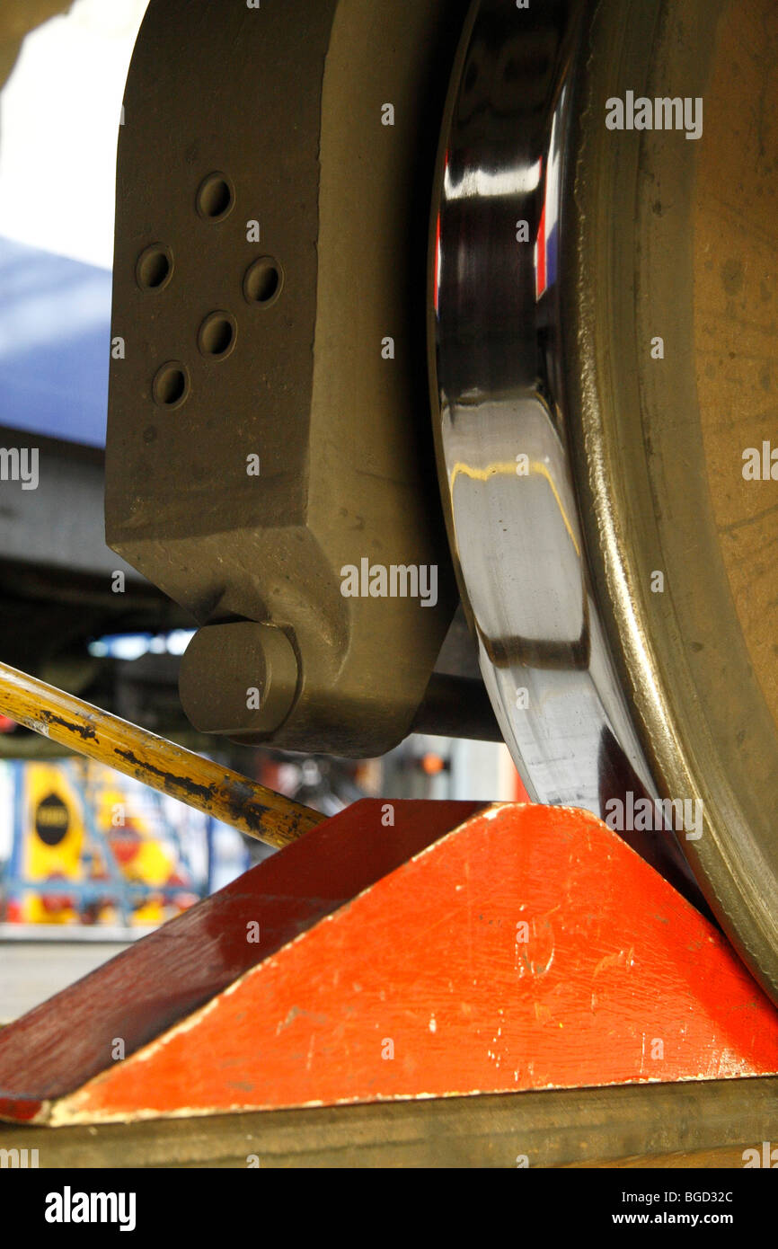 Detail of wheel of London Underground D stock, Upminster TfL Depot ...