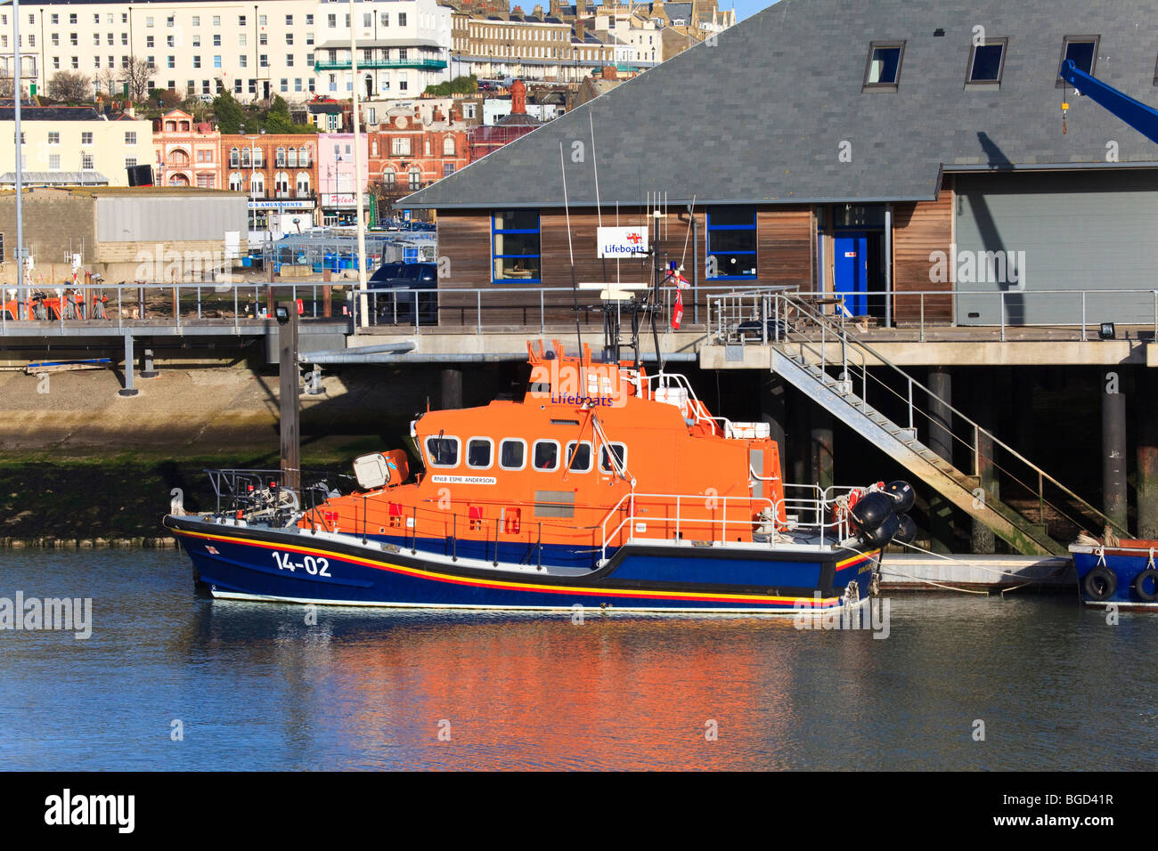 Ramsgate Lifeboat the "Esme Anderson" moored in the Royal Harbour, Kent ...