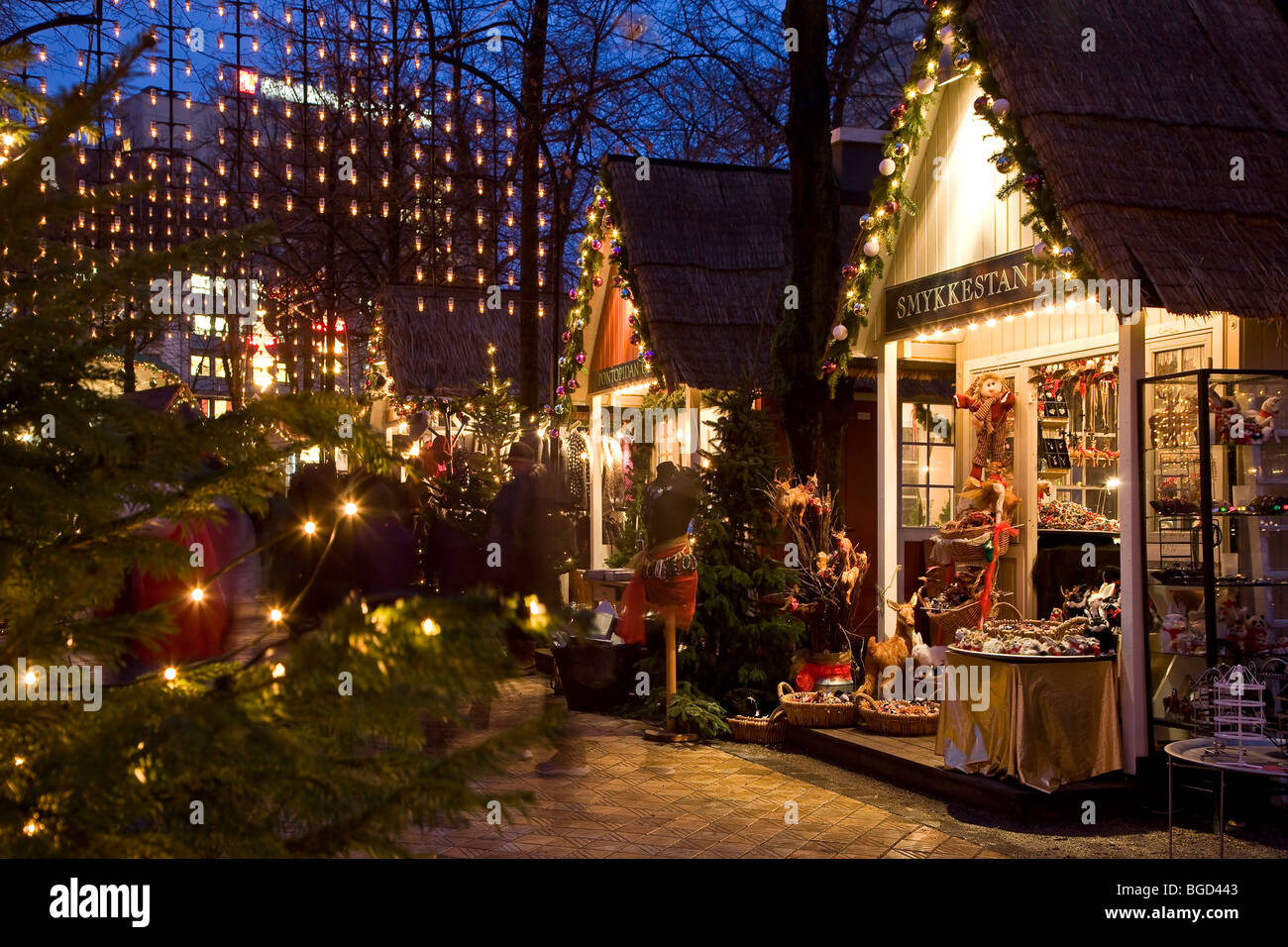 Christmas stalls in Tivoli, Copenhagen, Denmark, Europe Stock Photo - Alamy