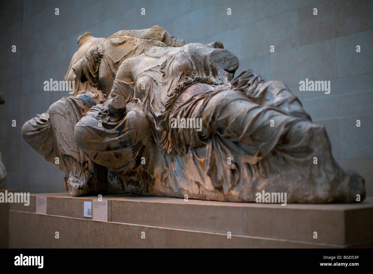 Pediment sculpture from The Parthenon known as The Elgin Marbles on display at the British ...