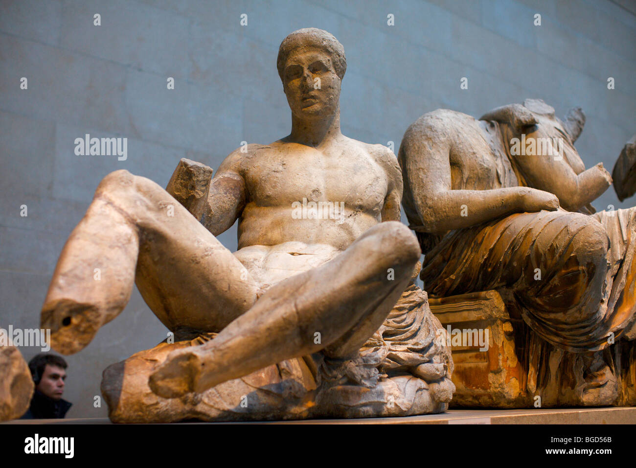 Pediment sculpture from The Parthenon known as The Elgin Marbles on display at the British ...