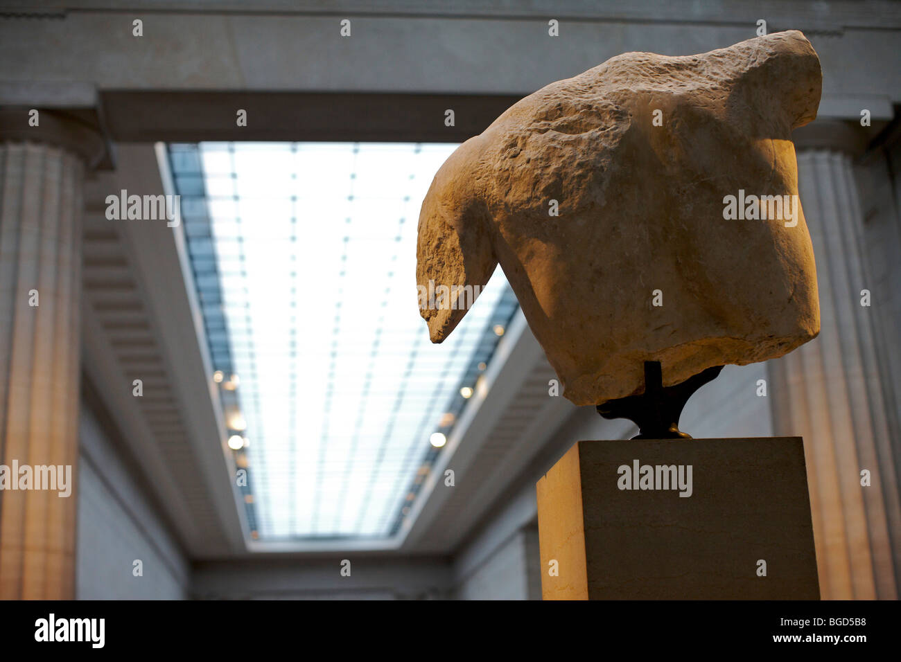 Pediment sculpture from The Parthenon known as The Elgin Marbles on display at the British ...