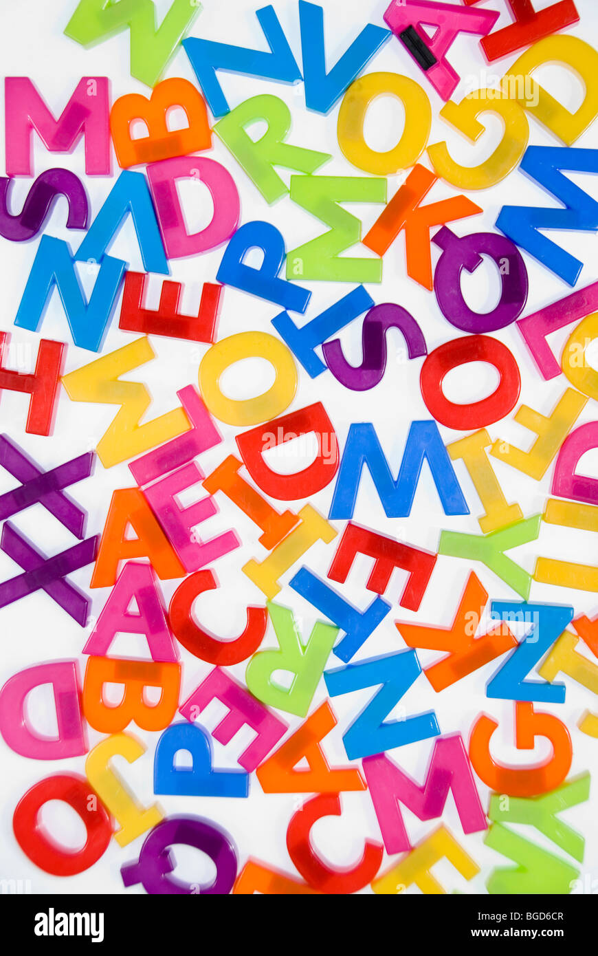 Brightly Colored Childrens Toy Magnetic Alphabet Letters on White ...