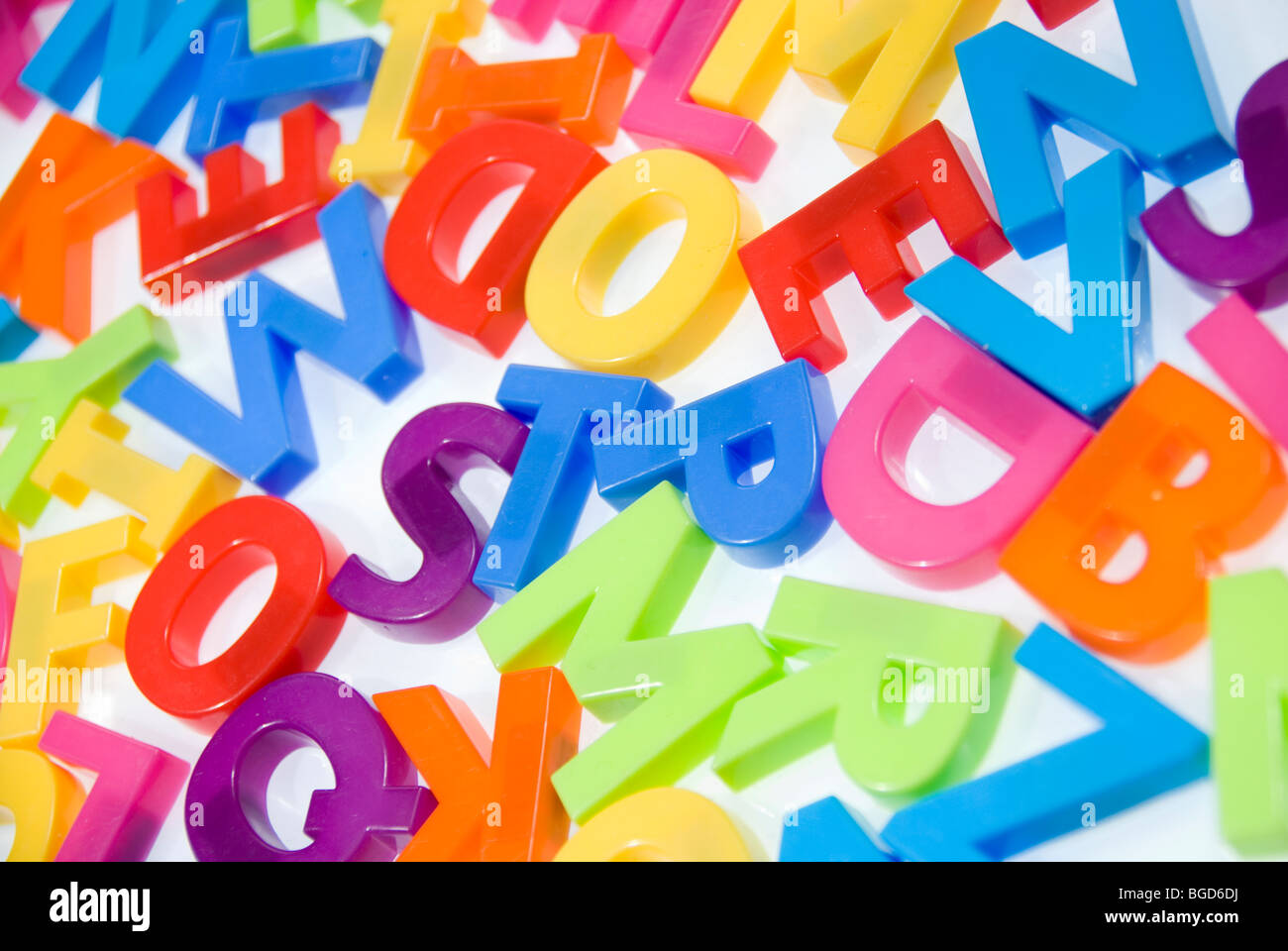 Brightly Colored Childrens Toy Magnetic Alphabet Letters on White ...