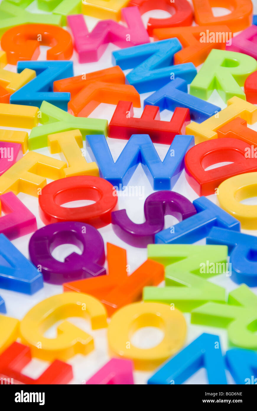 Brightly Colored Childrens Toy Magnetic Alphabet Letters on White ...