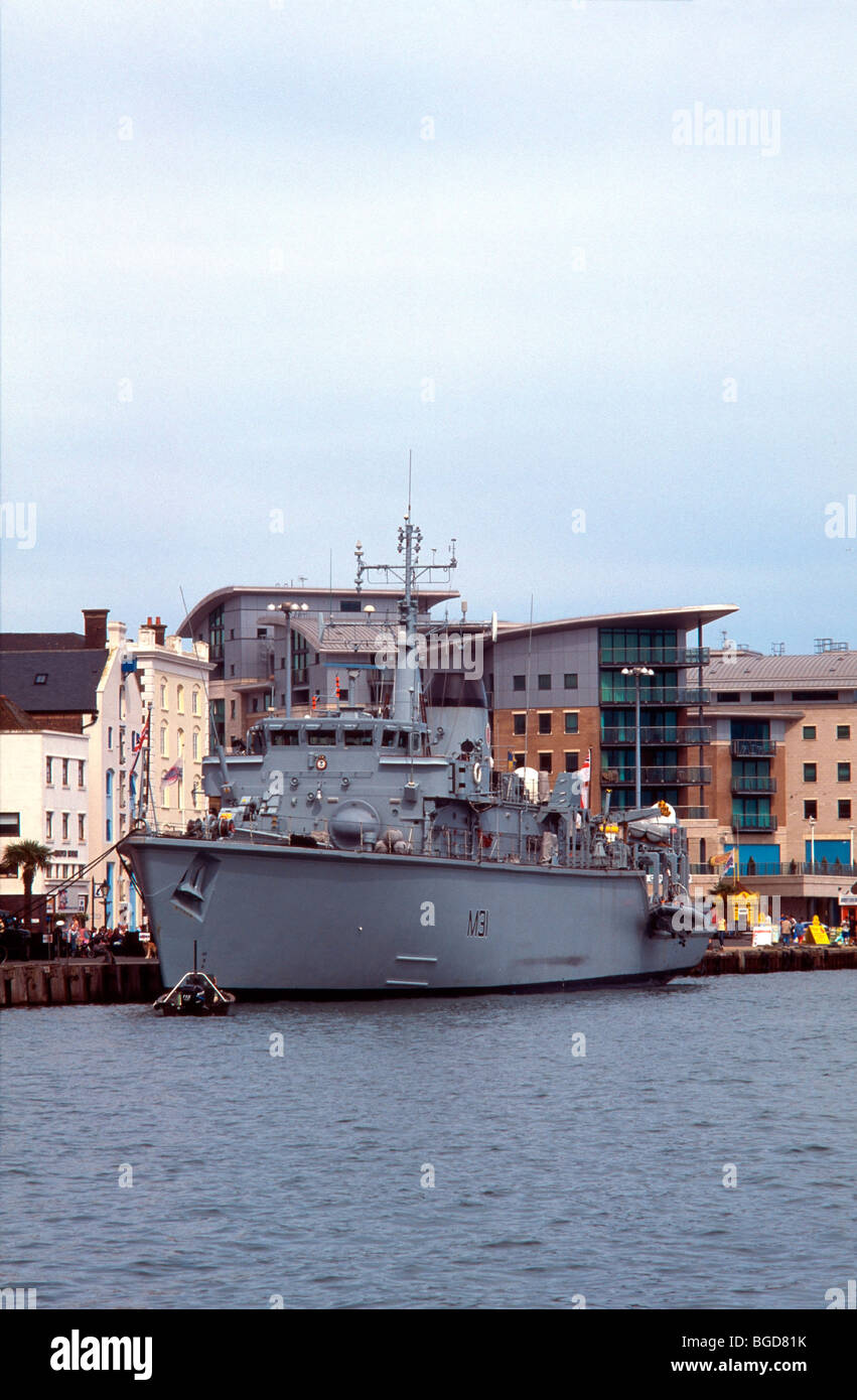 Royal Navy minehunter moored at Poole Quay, Dorset Stock Photo - Alamy