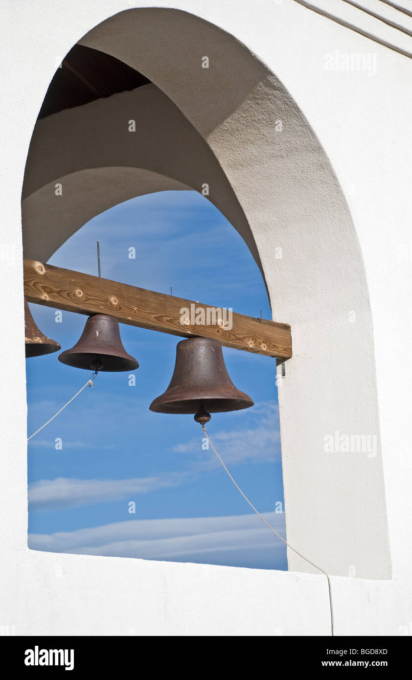 Bells outside the Orthodox church near Santa Fe, New Mexico, are heard ...