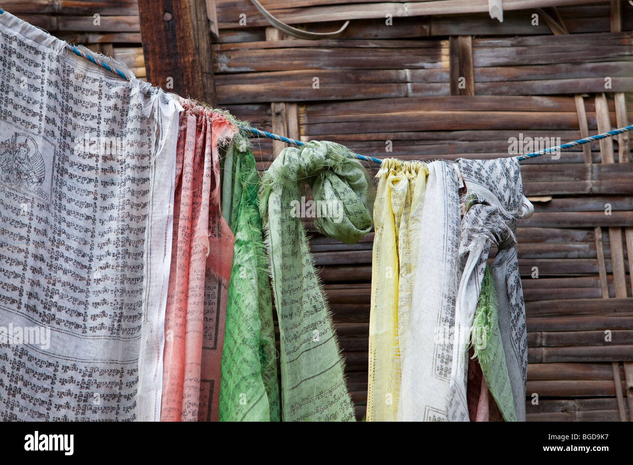 Buddhist prayer flags blowing hi-res stock photography and images - Alamy