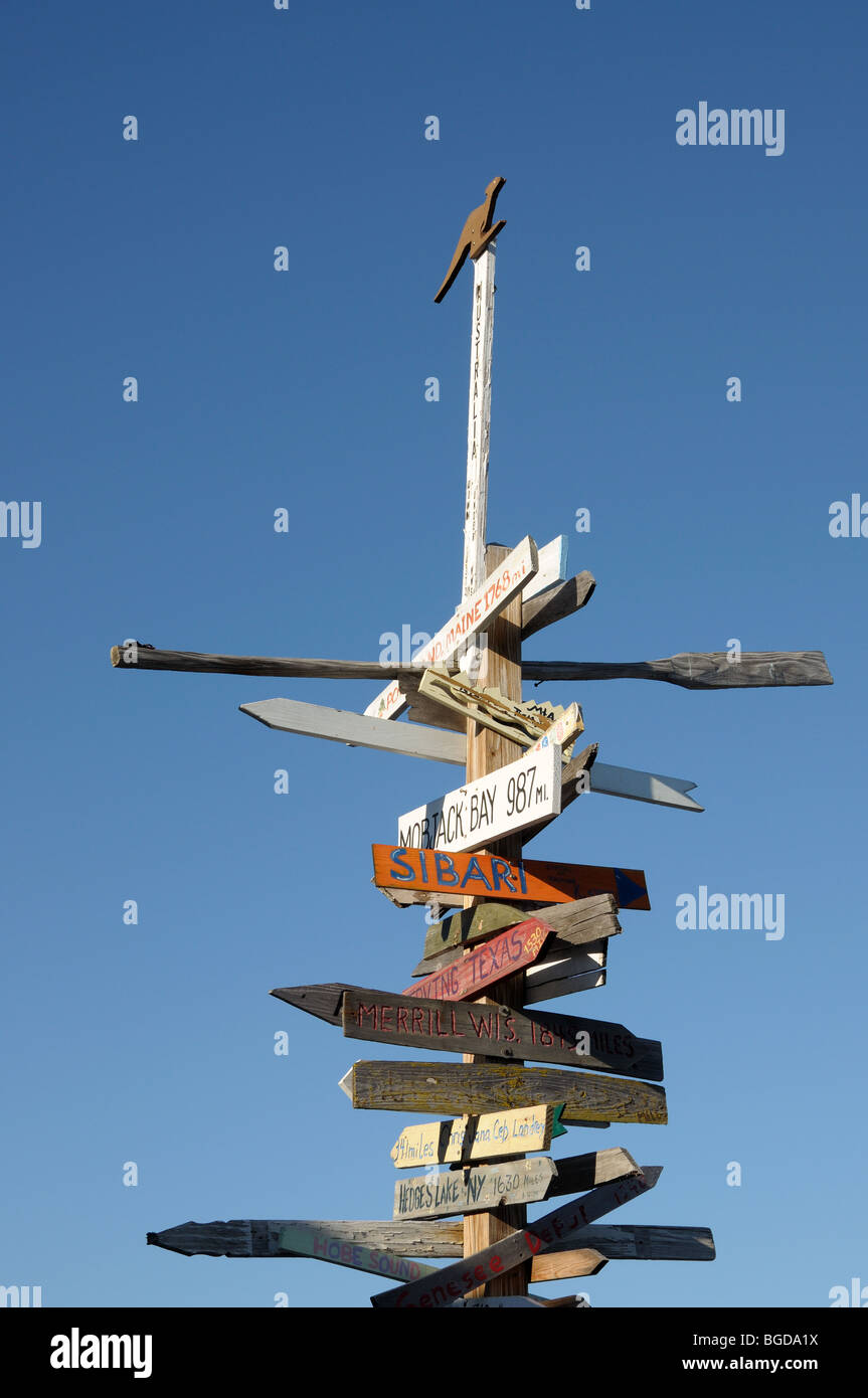 Signs pointing direction and distances from Key West Florida Stock ...