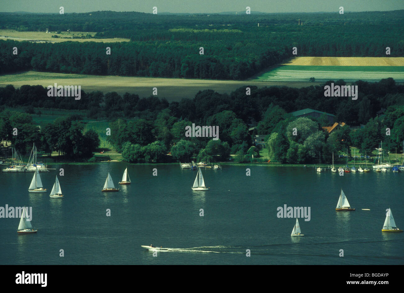 Havel river. Boats and landscape. With a view to the other side of the ...