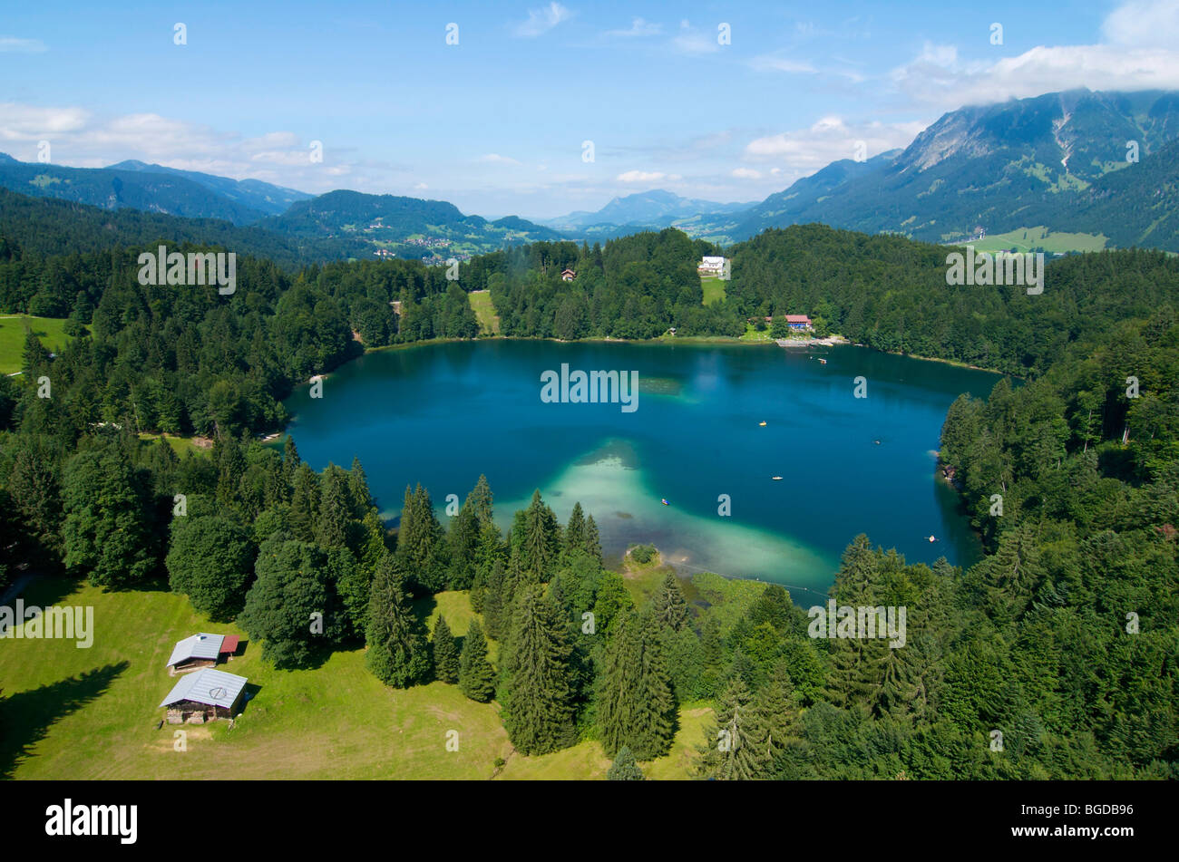 Freibergsee lake near Oberstdorf, Allgaeu, Bavaria, Germany, Europe ...