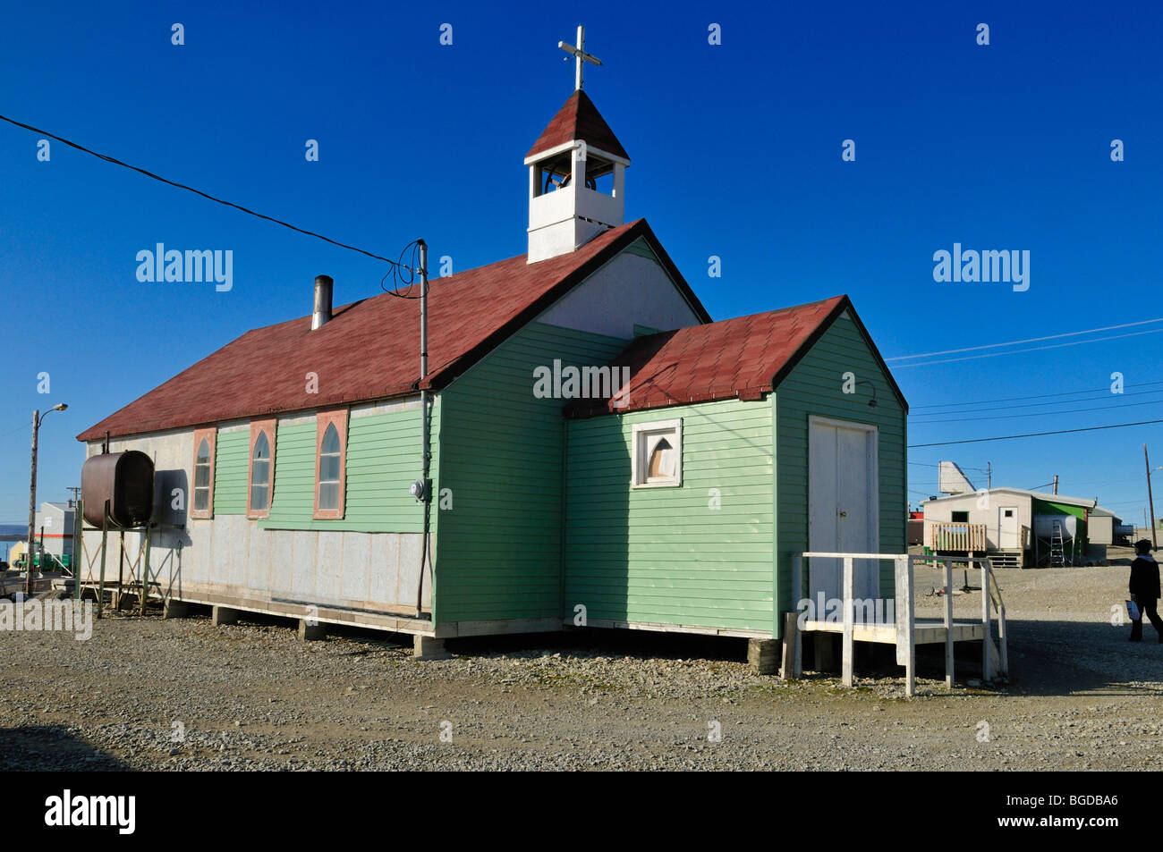 Church at Resolute Bay Inuit village, Cornwallis Island, Northwest Passage, Nunavut, Canada ...