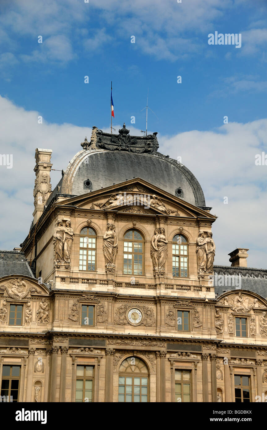 Baroque Facade of the Louvre Museum or Great Louvre Palace, Sully Wing ...