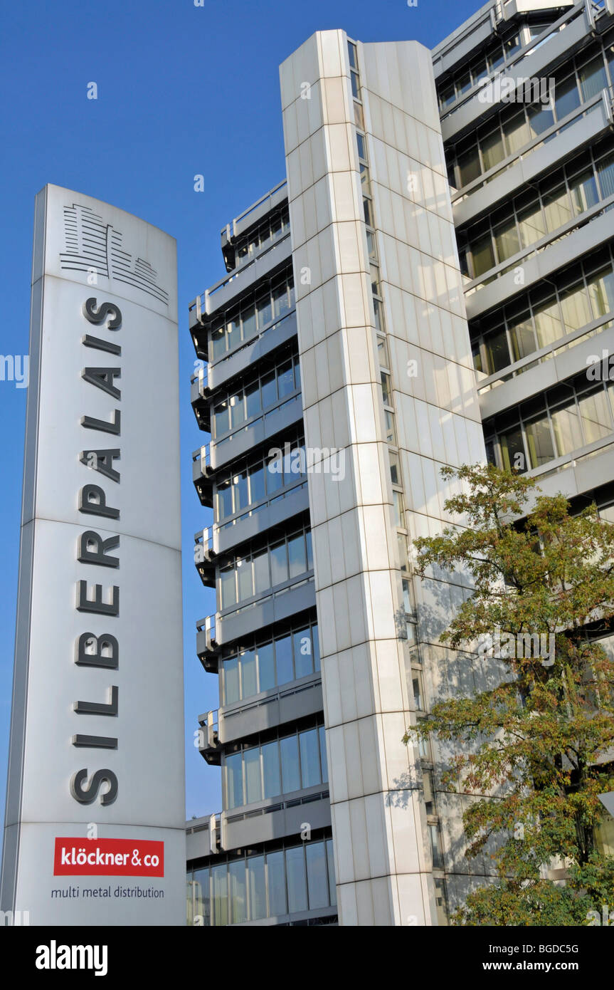 Company sign at the headquarters of the steel trading company Kloeckner ...