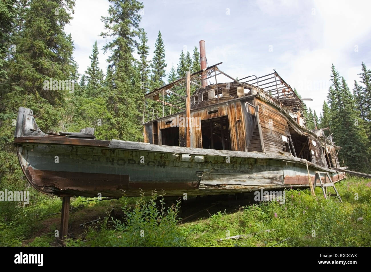 Historic steam ship, stern wheeler Norcor, Evelyn on Shipyard Island ...