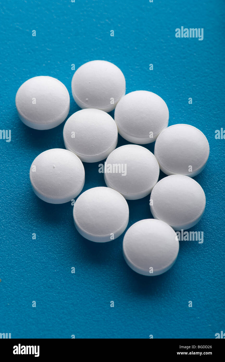object on blue - medical Tablet close up Stock Photo - Alamy
