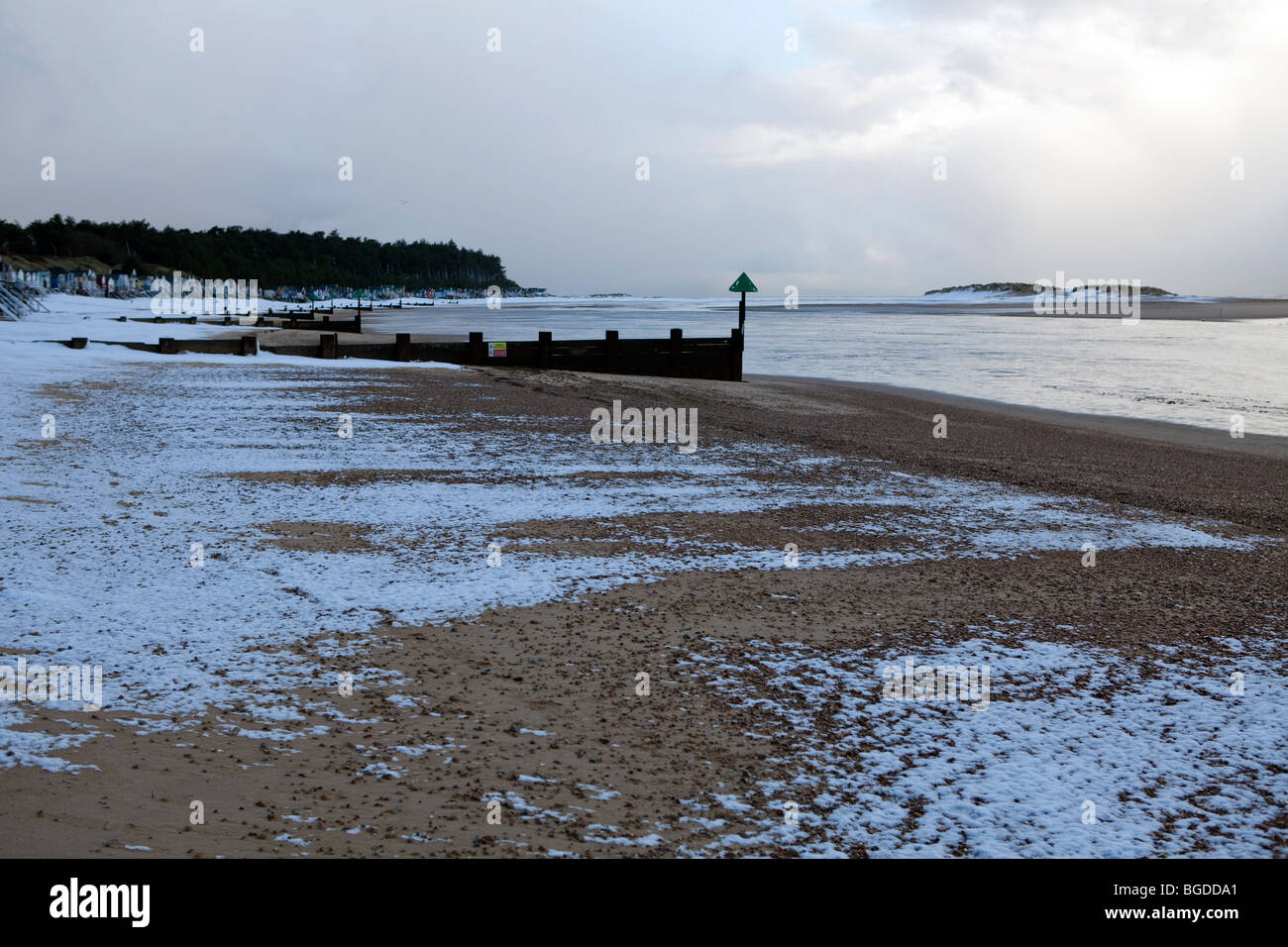 Snow settles on the Beach Stock Photo - Alamy