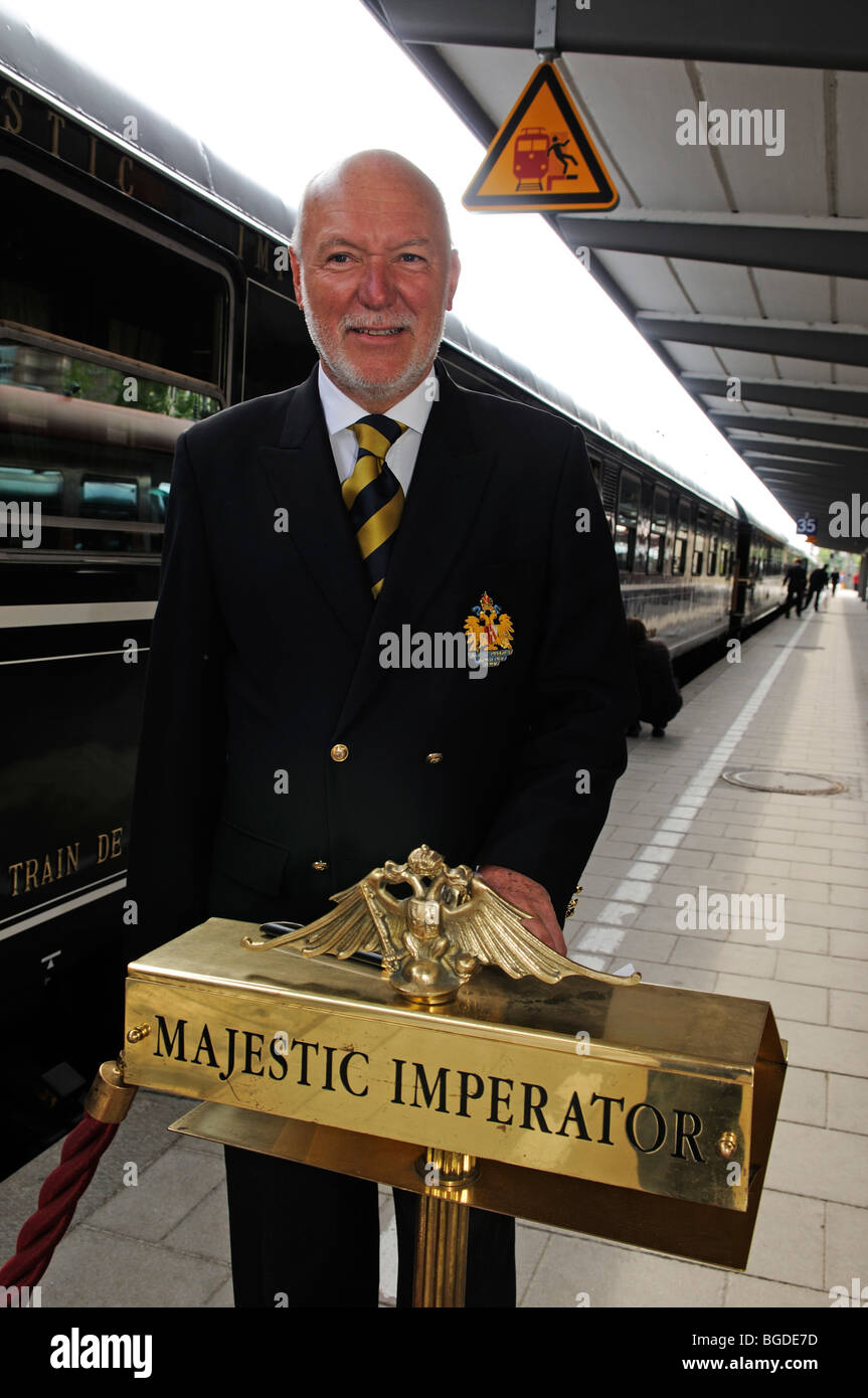 Train manager, Imperial Dinner Train from Munich to Fuessen, Bavaria ...