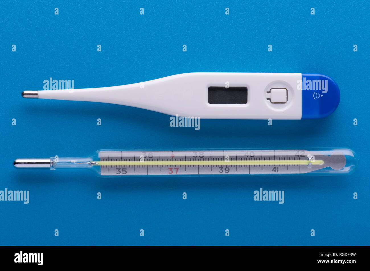 object on blue - medical thermometer close up Stock Photo - Alamy