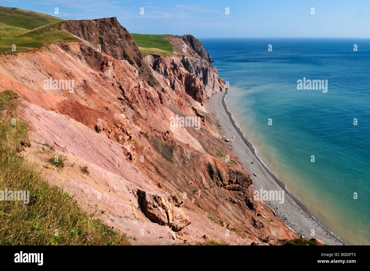Colorful cliffs at Cap au Diable, Ile d'Entree, Entry Island, Iles de ...