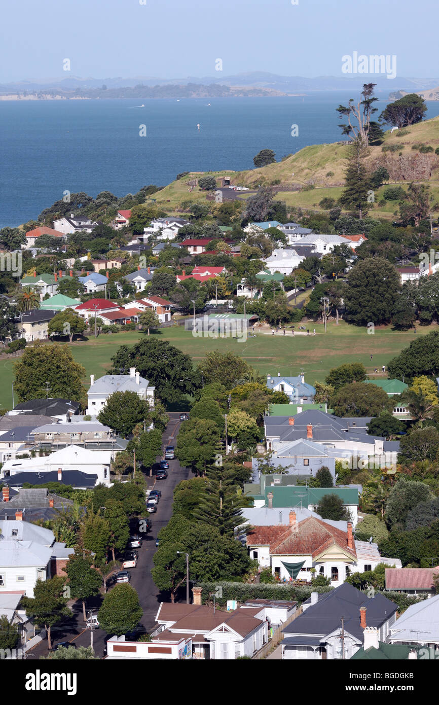 View of the suburb of Devonport from Mount Victoria Reserve in Auckland ...