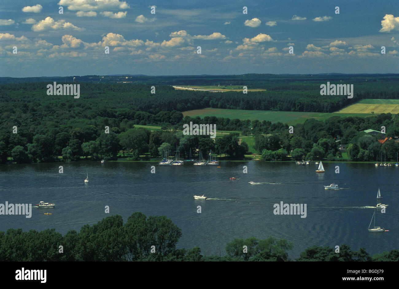 Havel river. Boats and landscape. With a view to the other side of the ...
