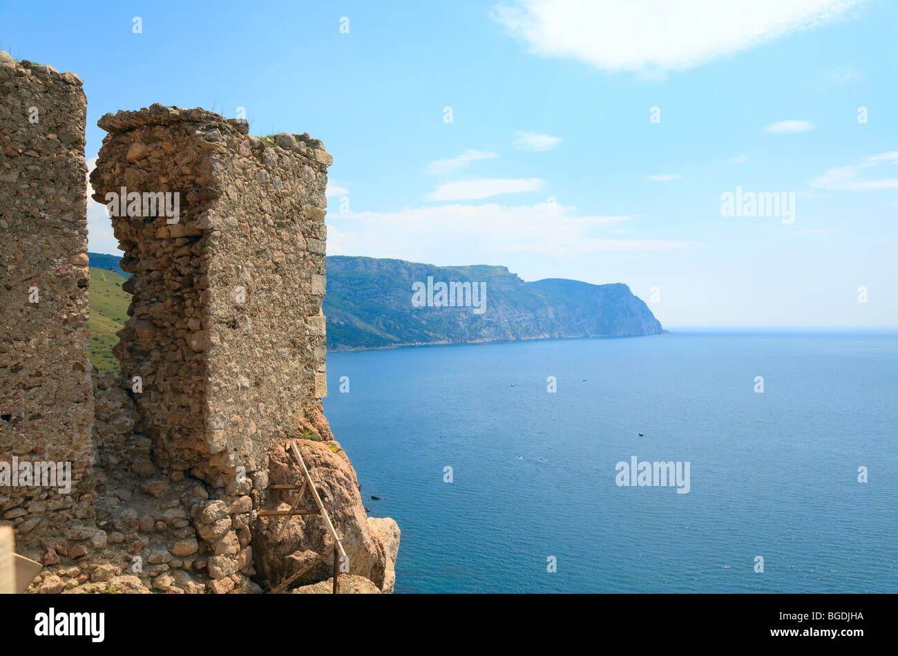 Summer coastline and view of ancient Genoese fortress (Near Balaclava ...