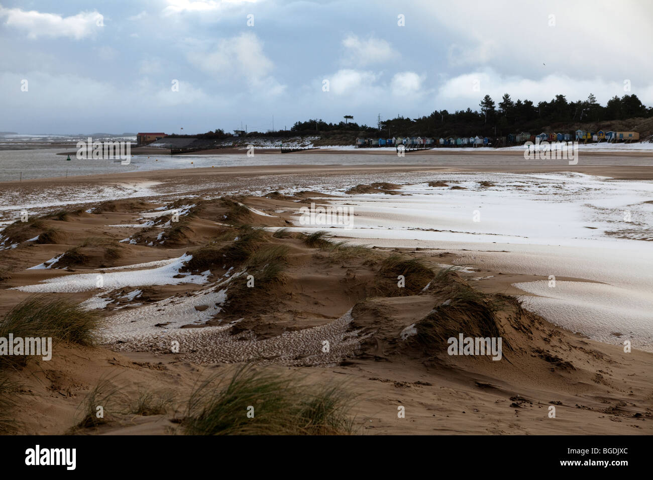 Snow over the Sand Stock Photo - Alamy