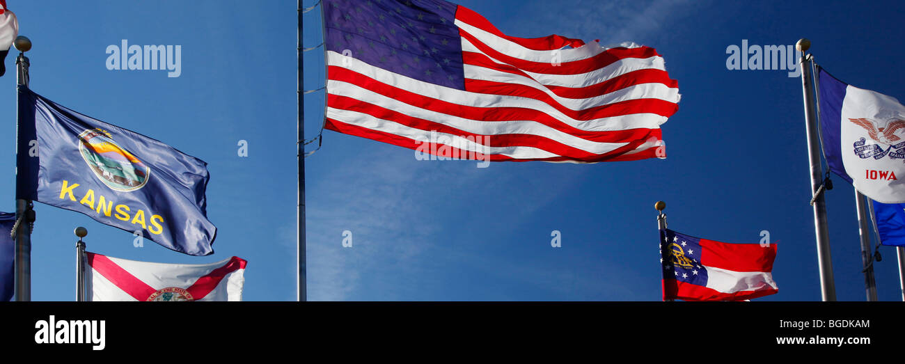 Flag display in Brooklyn, Iowa Stock Photo - Alamy